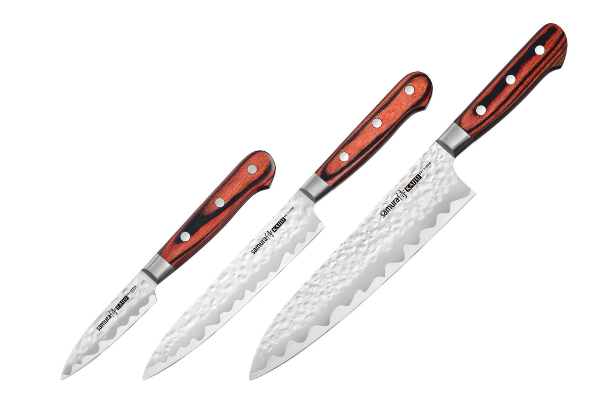 SAMURA - KAIJU with Bolster Set of 3 Knives - Chef's Knife, Utility ...